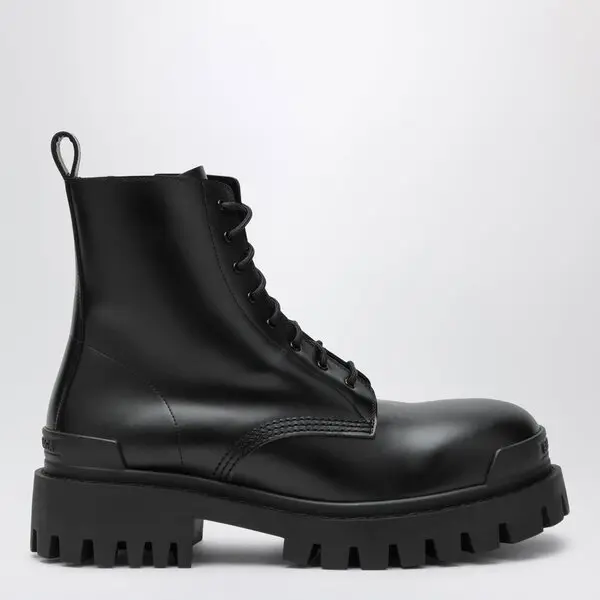 Balenciaga Combat Leather Boots - Black