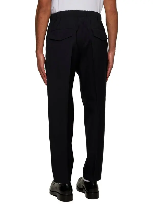 JIL SANDER Blue Gabardine Tapered Trousers