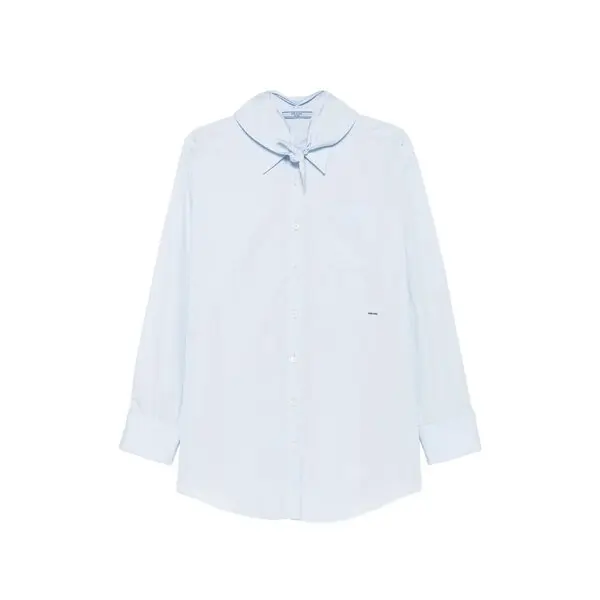 Prada Cotton Twist-detail Shirt - Blue