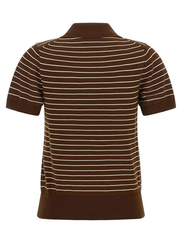 A.p.c. Striped Knit Polo Shirt - Brown