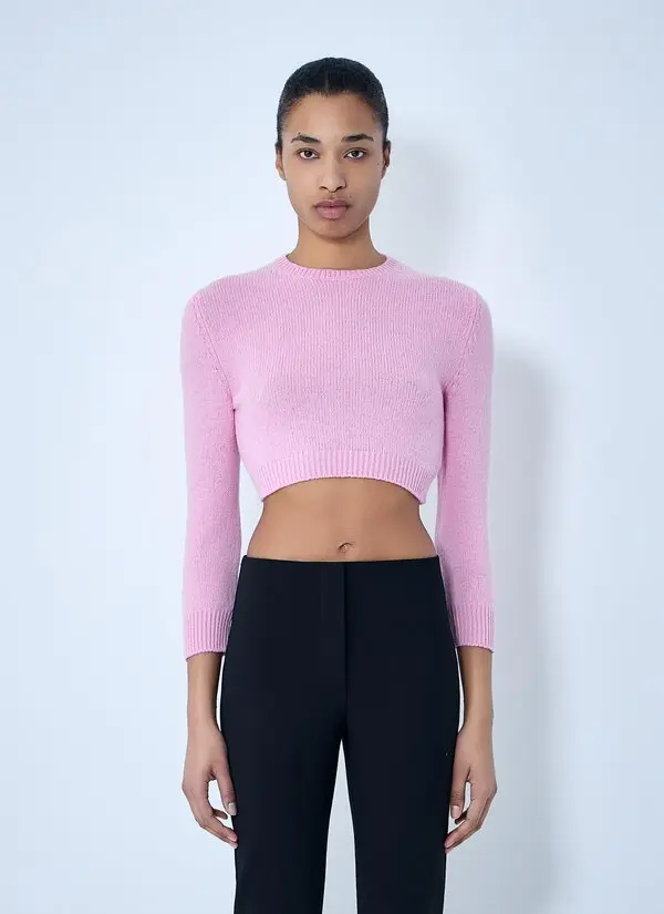 JIL SANDER Cropped Knit Sweater - Pink