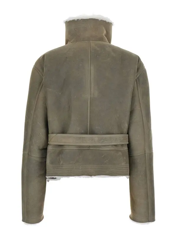 Rick Owens Cropped Flight Shearling Jacket - Multicolor
