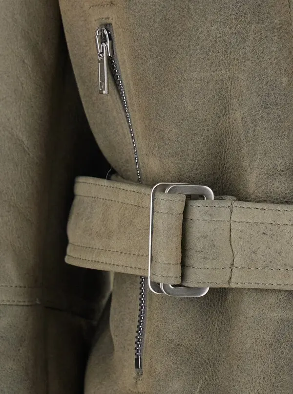 Rick Owens Cropped Flight Shearling Jacket - Multicolor