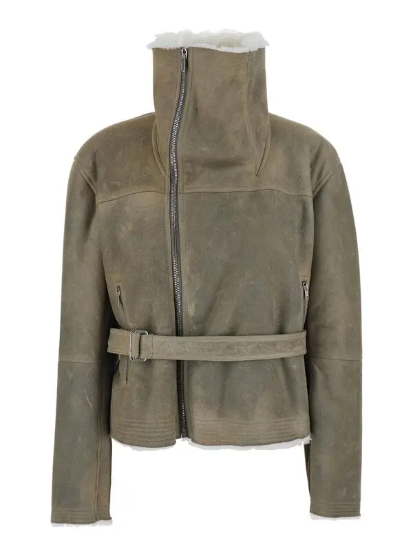 Rick Owens Cropped Flight Shearling Jacket - Multicolor
