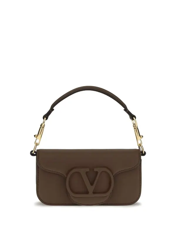 Valentino Garavani Mini Locò Shoulder Bag In Calfskin - Brown