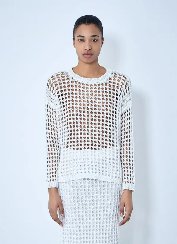 Max Mara Open-knit Cotton Blend Jumper - White