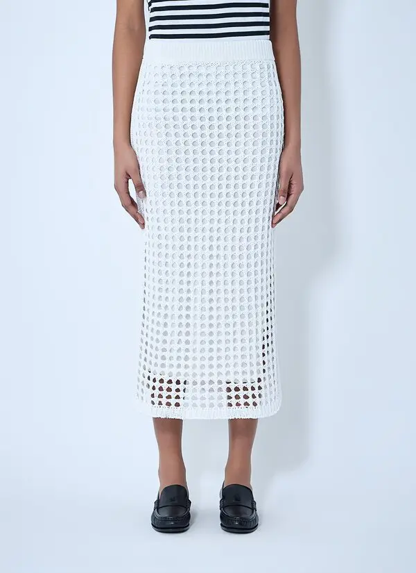 Max Mara Crochet Midi Skirt - White