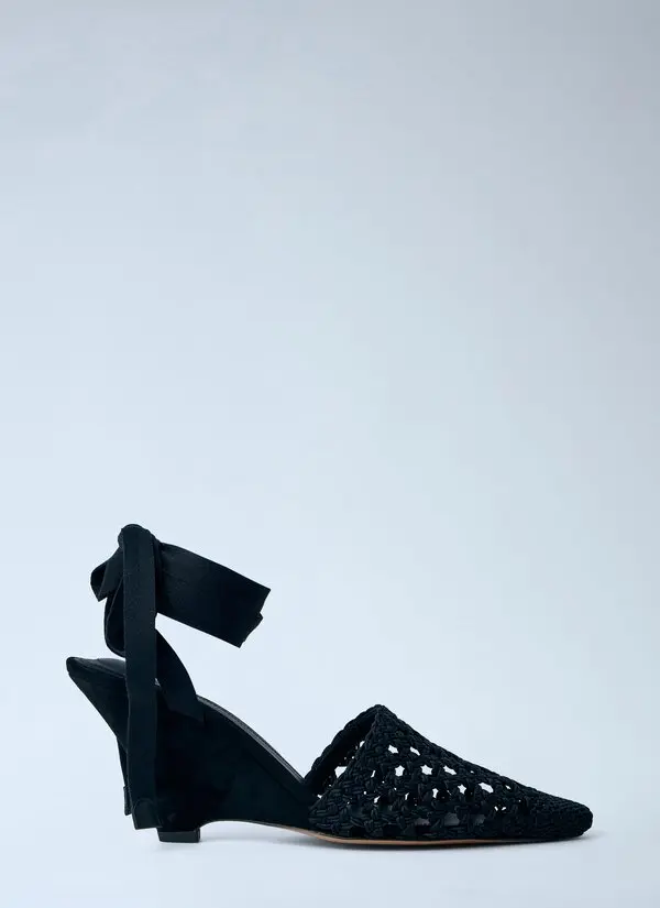 Jacquemus Woven Wedge Sandals - Black