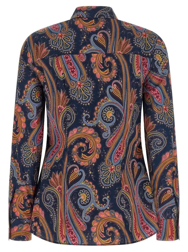 Etro Paisley Print Stretch Cotton Poplin Shirt
