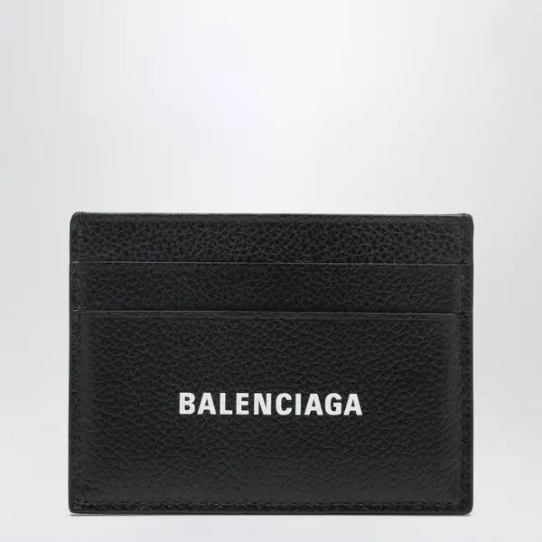 Balenciaga Cash Card Holder In Grained Leather - Black