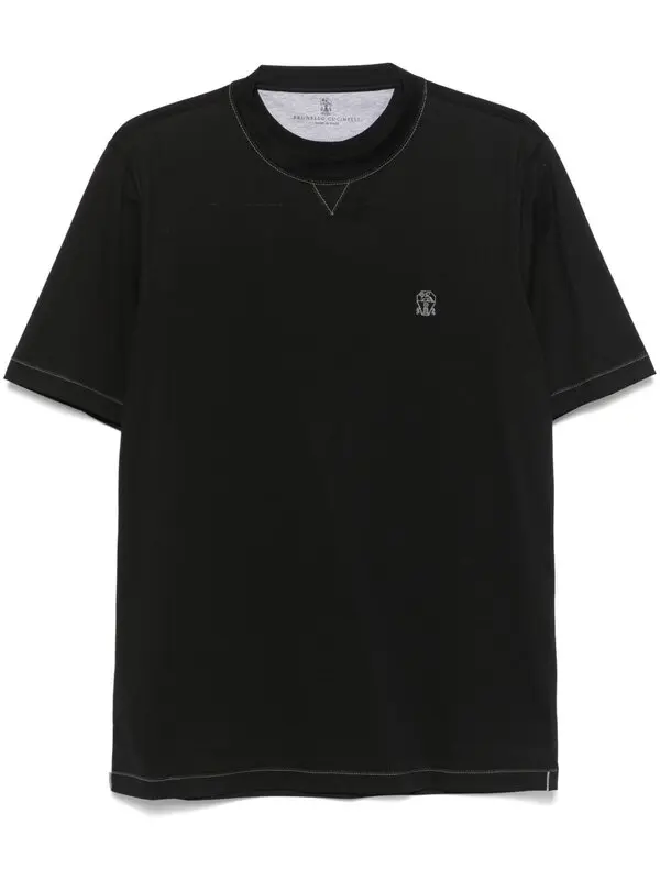 Brunello Cucinelli Logo Cotton T-shirt - Multicolor