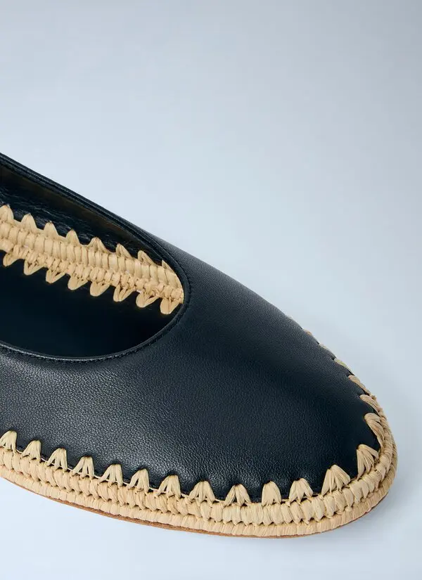 Max Mara Leather Espadrille Flats - Black