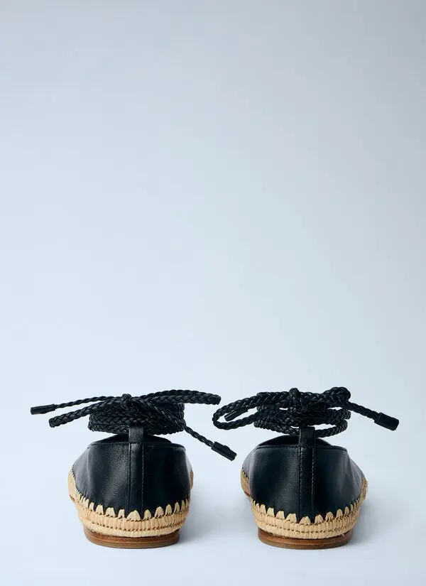 Max Mara Leather Espadrille Flats - Black