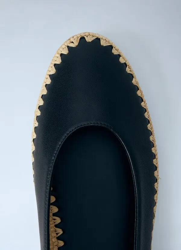 Max Mara Leather Espadrille Flats - Black