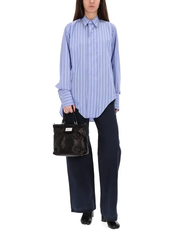 MAISON MARGIELA Cotton Herringbone Wide Leg Trousers