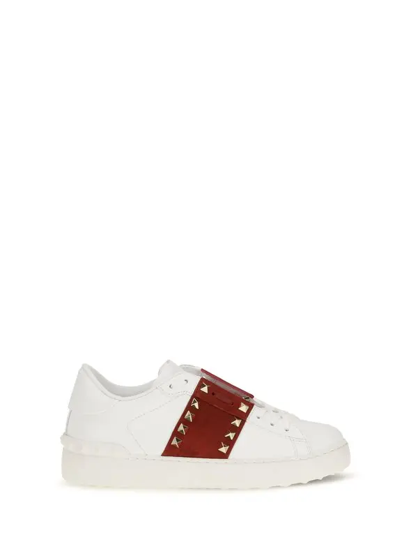 Valentino Garavani Rockstud Untitled Sneakers With Suede Band - White