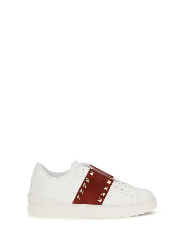 Valentino Garavani Rockstud Untitled Sneakers With Suede Band - White