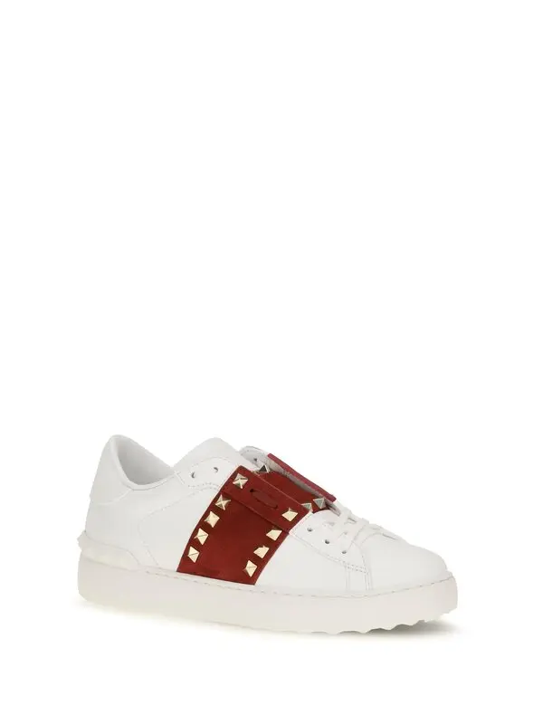 Valentino Garavani Rockstud Untitled Sneakers With Suede Band - White