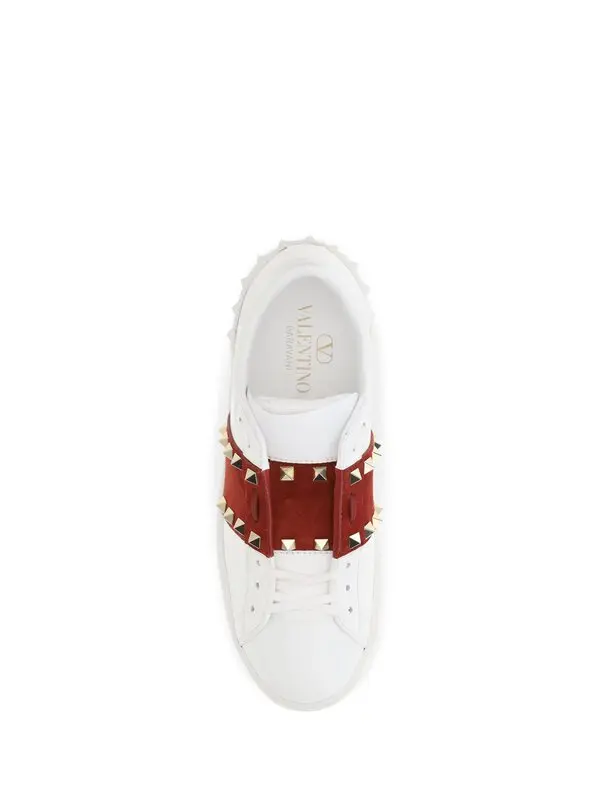 Valentino Garavani Rockstud Untitled Sneakers With Suede Band - White