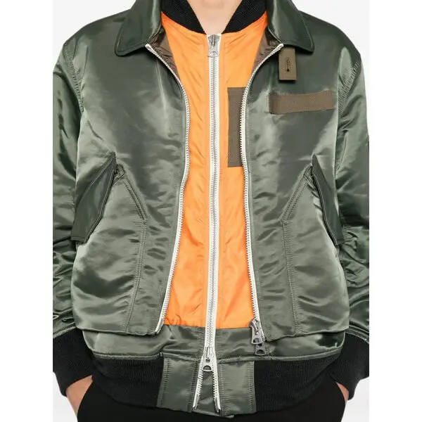 Sacai Satin Finish Layered Bomber Jacket