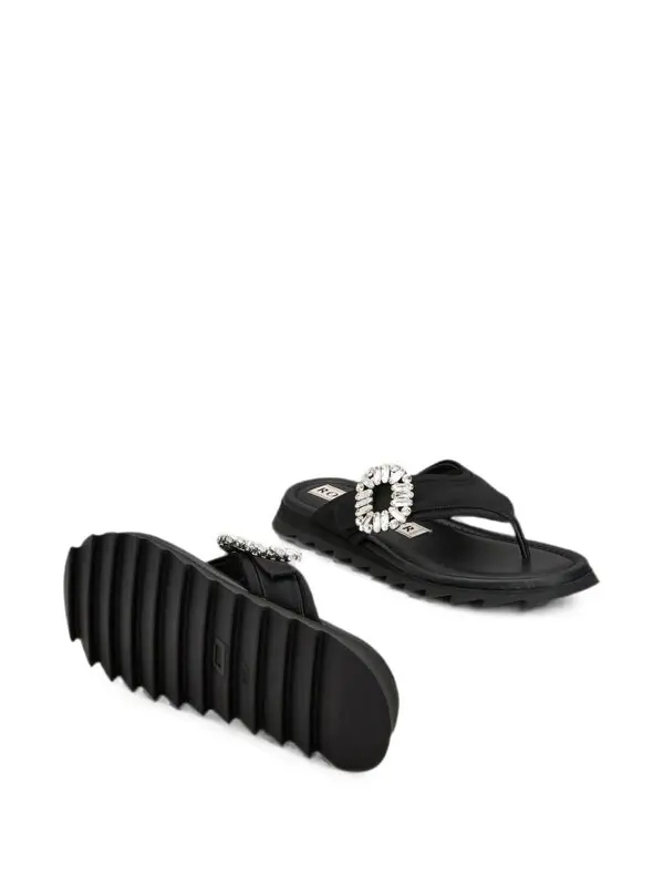 ROGER VIVIER Satin Crystal-embellished Thong Sandals - Multicolor