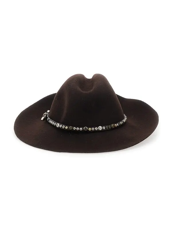 GOLDEN GOOSE Studded Leather Band Fedora Hat - Brown
