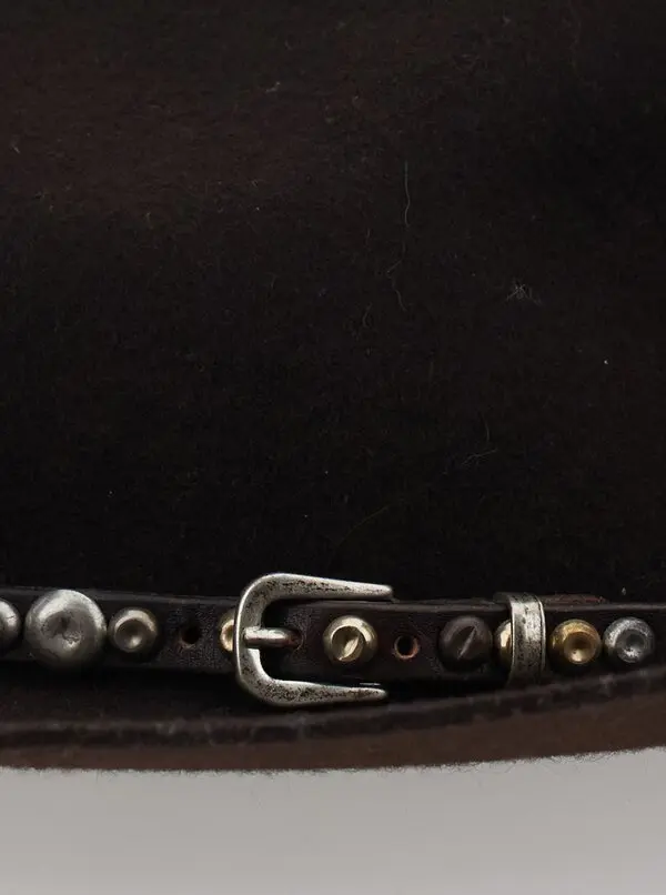 GOLDEN GOOSE Studded Leather Band Fedora Hat - Brown