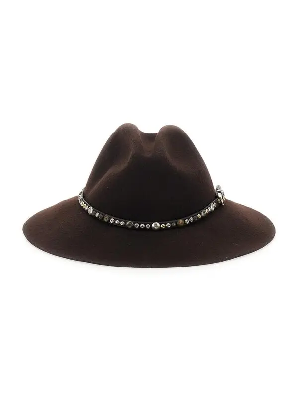 GOLDEN GOOSE Studded Leather Band Fedora Hat - Brown