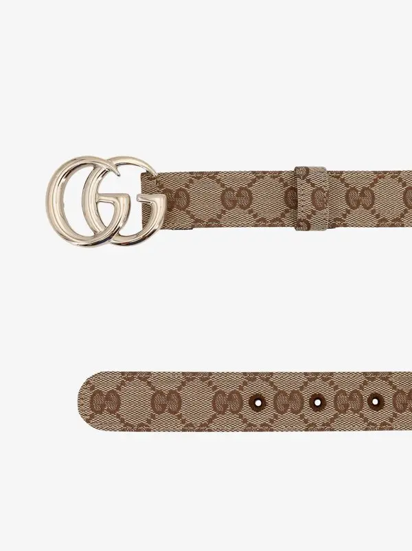 Gucci Gg Marmont Coated Canvas Belt - Cream