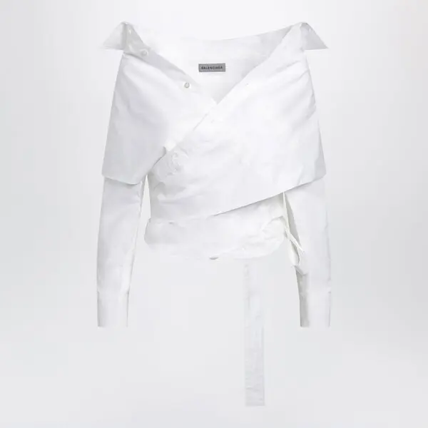 Balenciaga Wrap Shirt With Off-shoulder Design - White