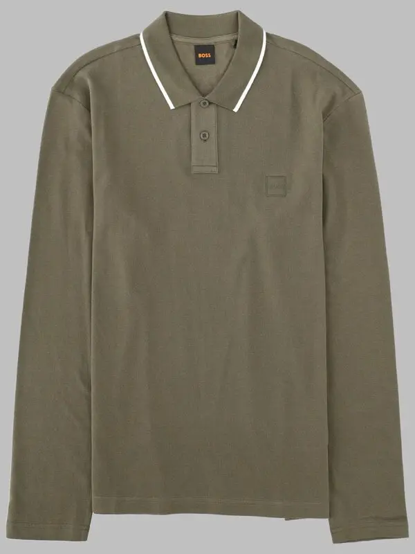 BOSS Polo A Manica Lunga Con Logo - Green