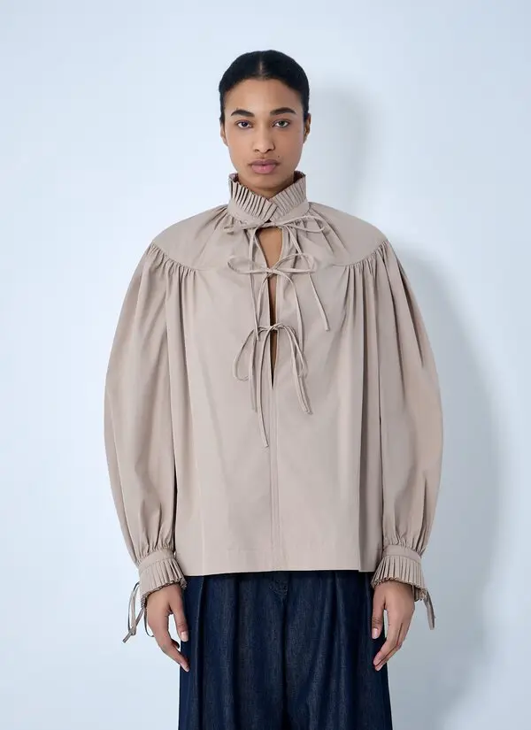 Dries Van Noten Gathered Neck Blouse - Cream