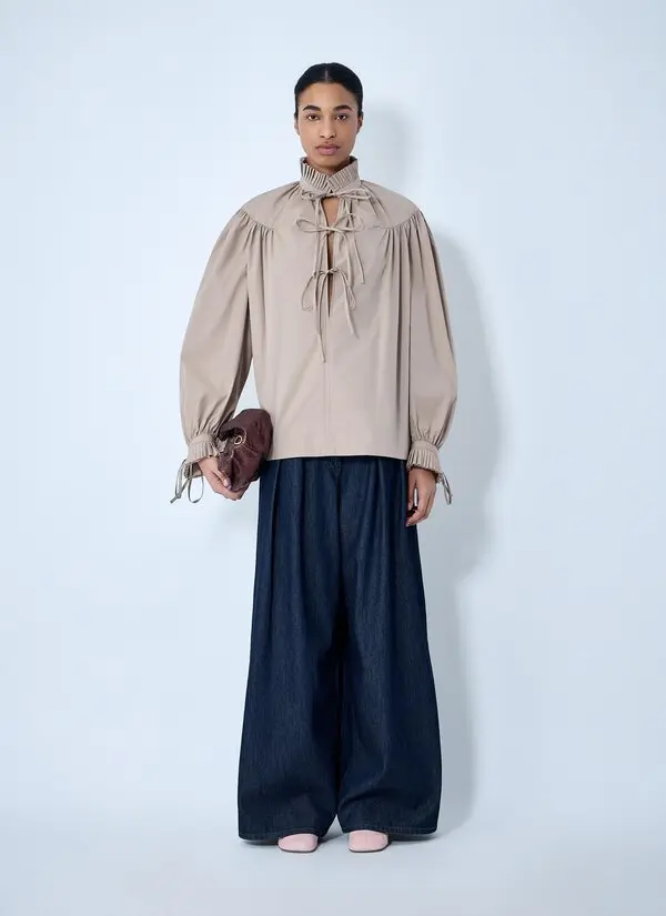 Dries Van Noten Gathered Neck Blouse - Cream