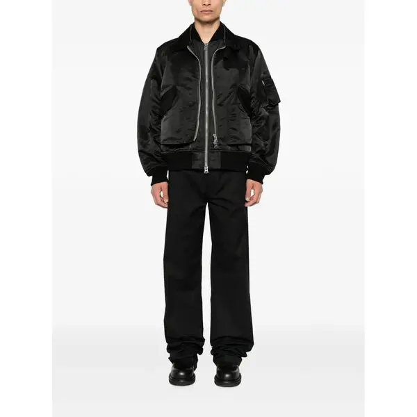 Sacai Layered Effect Satin Bomber Jacket - Black