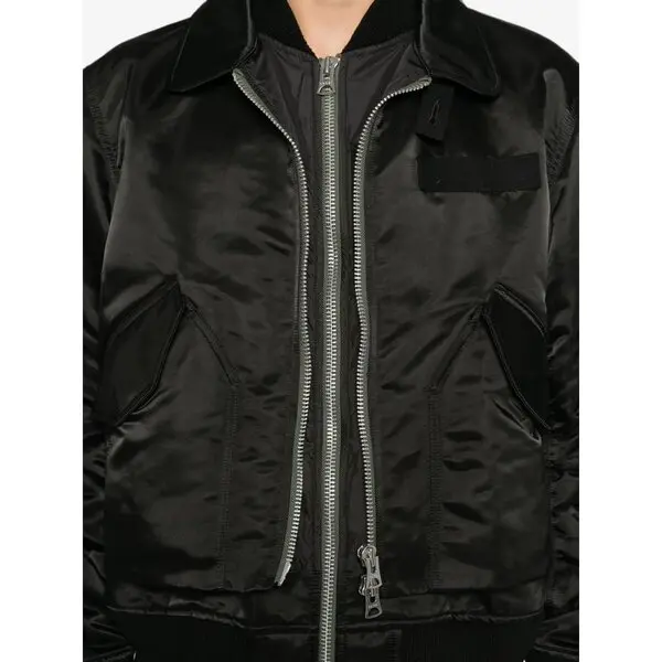 Sacai Layered Effect Satin Bomber Jacket - Black