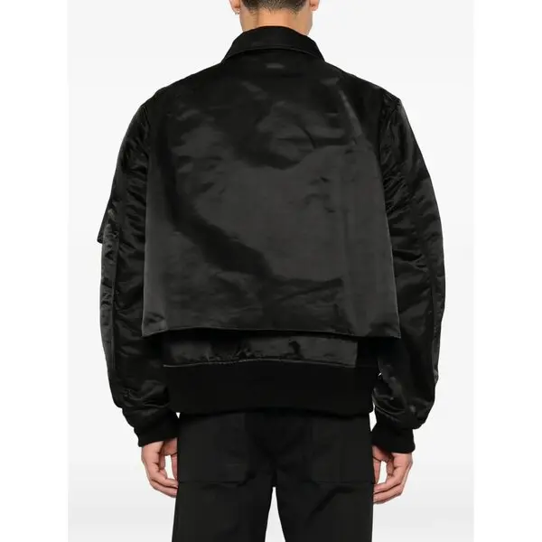 Sacai Layered Effect Satin Bomber Jacket - Black
