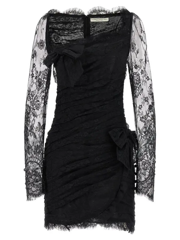 Alessandra Rich Draped Lace Mini Dress
