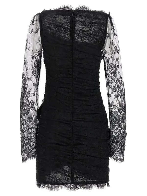 Alessandra Rich Draped Lace Mini Dress
