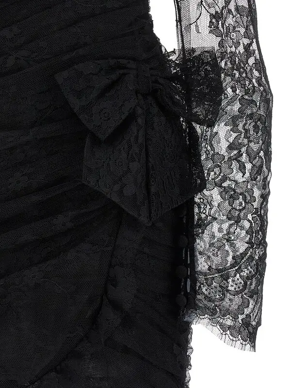 Alessandra Rich Draped Lace Mini Dress