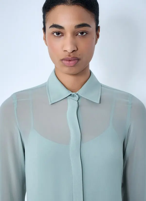 Max Mara Sheer Button-down Blouse