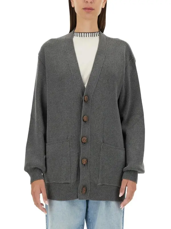 GOLDEN GOOSE Cardigan With Logo - Gray