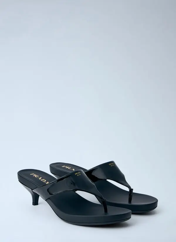 Prada Patent Leather Thong Sandals - Black