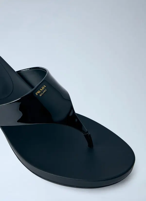 Prada Patent Leather Thong Sandals - Black