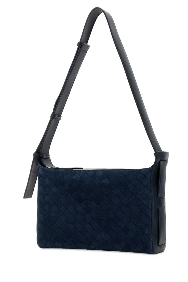 Bottega Veneta Navy Suede Tribeca Handle Crossbody Bag - Blue