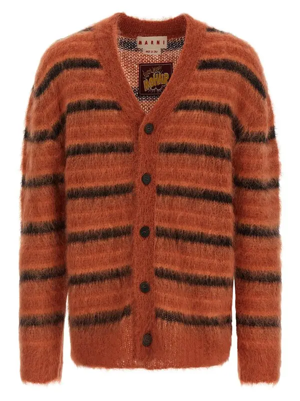 Marni Brushed Striped Cardigan - Orange