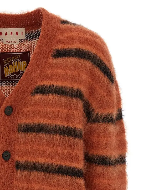 Marni Brushed Striped Cardigan - Orange