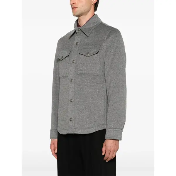 Brunello Cucinelli Virgin Wool Shirt Jacket - Gray