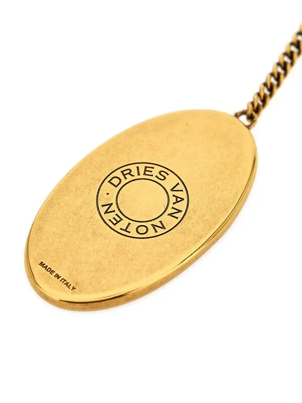 Dries Van Noten Brass Semi-precious Stone Pendant Chain Necklace