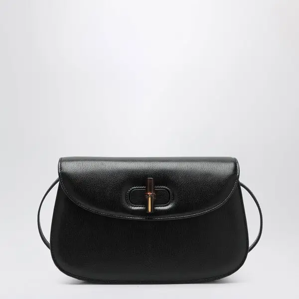 Gucci Leather Bag With Bamboo Closure - Black