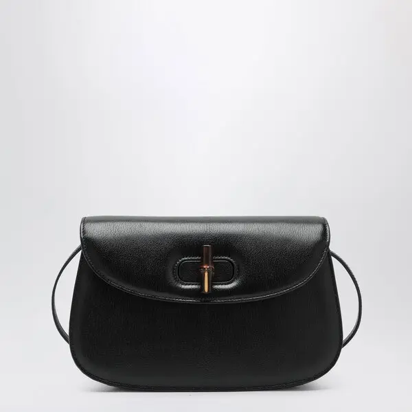 Gucci Leather Bag With Bamboo Closure - Black